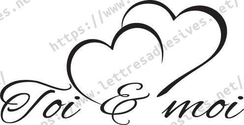 Sticker deux cœurs toi et moi à petits prix - Lettres Adhésives 26