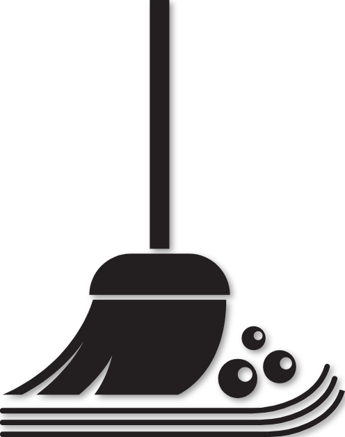 Sticker logo balai - Publicité sur vitrine de magasin et enseigne