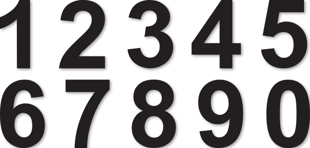 Stickers chiffres - Modèle chiffres adhésifs hauteur 2 cm