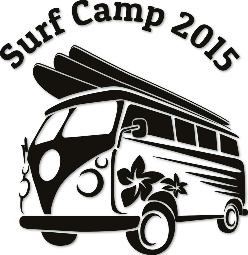 Sticker combi volkswagen van - Modèle Surf Camp - LettresAdhesives.net
